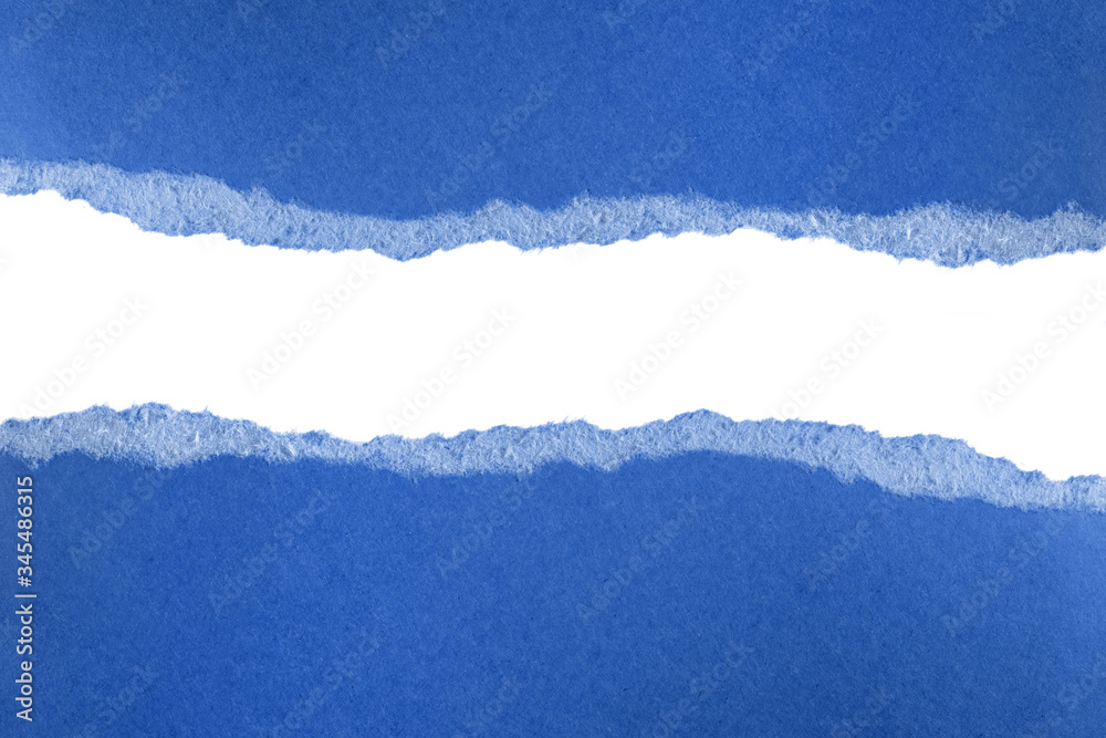 Ripped pieces of blue paper isolated on white background. Paper piece ...