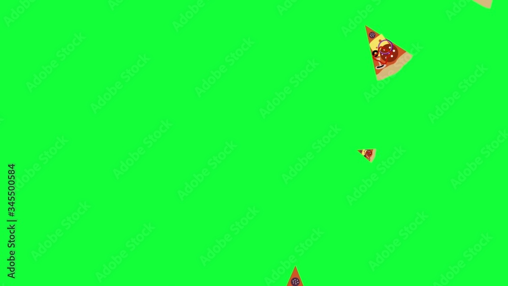Slices of pizza looping animation elements on green screen chroma key ...