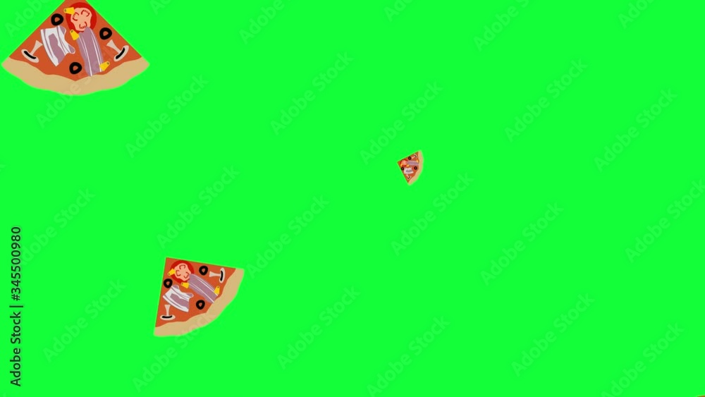 Slices of pizza looping animation elements on green screen chroma key ...