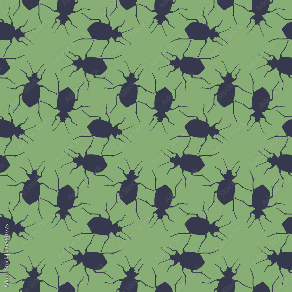 Seamless pattern with bugs. Endless background with beetles. Vector ...