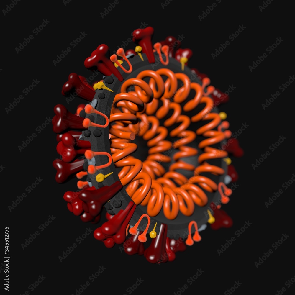 COVID-19 coronavirus 3d image. Abstract electron microscopic imge of ...