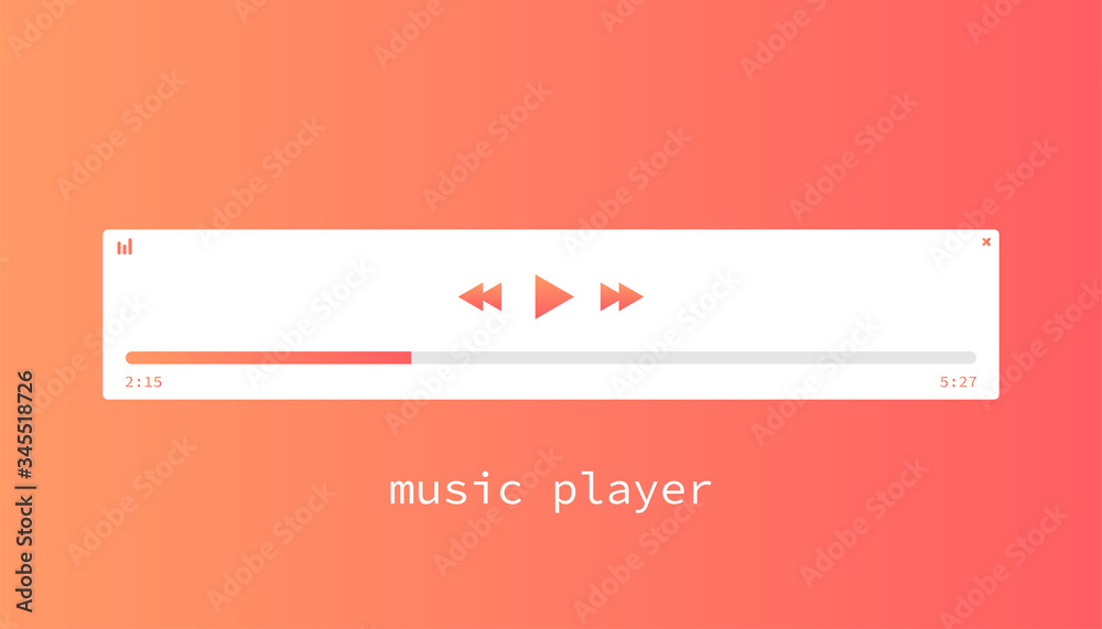 Music player mockup in modern flat design. Media equalizer with play ...