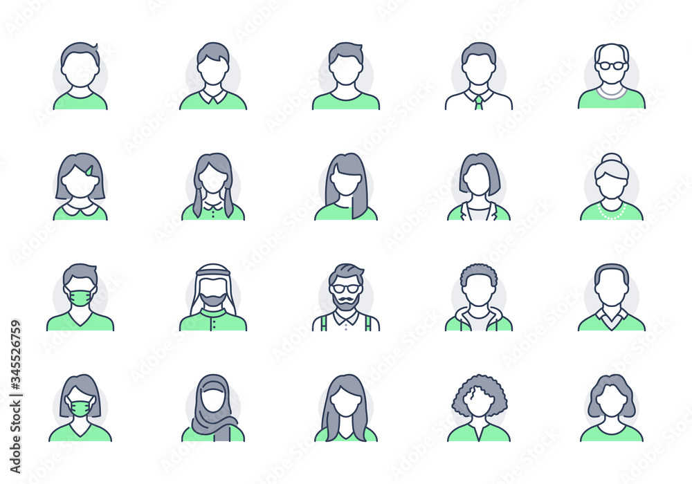 People avatar line icons. Vector illustration included icon as man ...