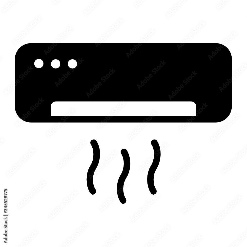 Split Type Wall Mounted Indoor Unit Air Conditioner Vector Glyph Icon ...
