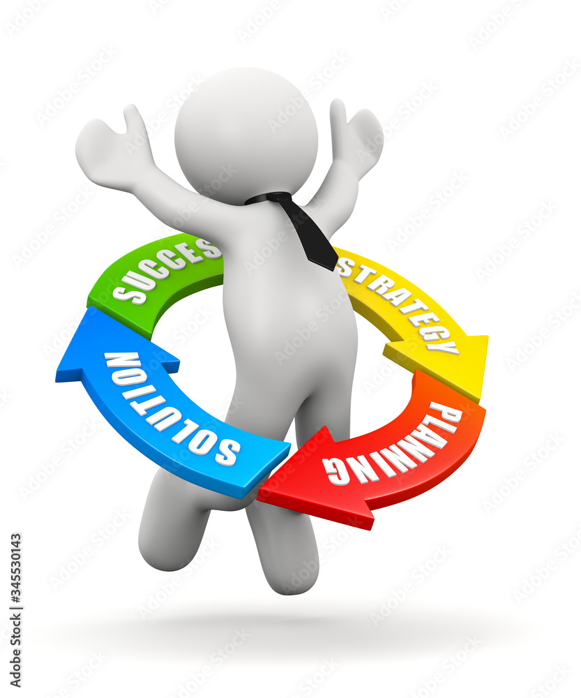 3d man leader with cycle process Stock Illustration | Adobe Stock