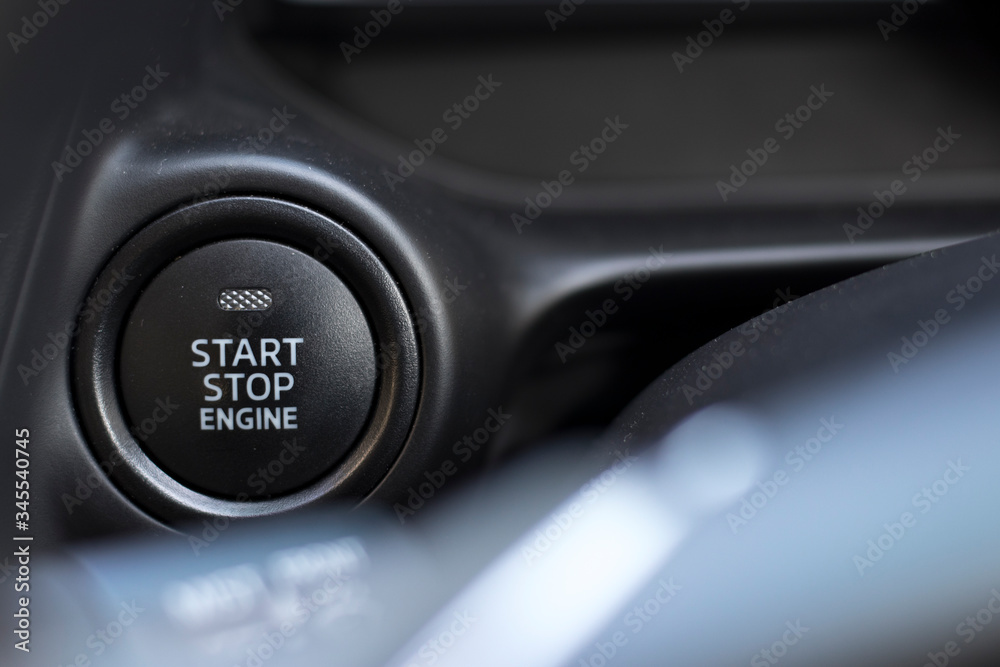 Button for starting and turning off the engine of the car. Stock Photo ...