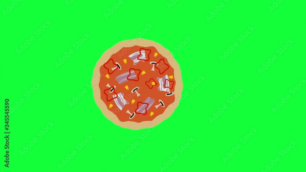 Stop motion of pizza cartoon animation green screen chroma key vídeo de ...