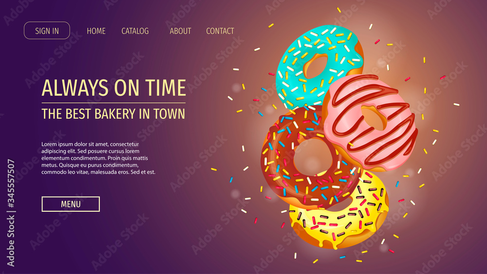 Web page design for Donut Shop, Sweet products, Bakery, Confectionery ...