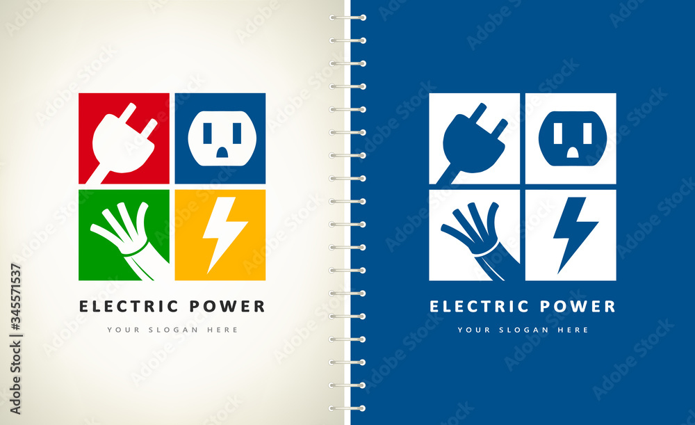Logo Electrical equipment and electricity. Power plug, socket ...