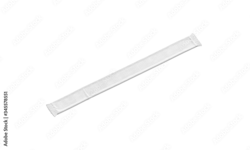 Blank white knitted unfolded soccer scarf mockup, side view Stock ...
