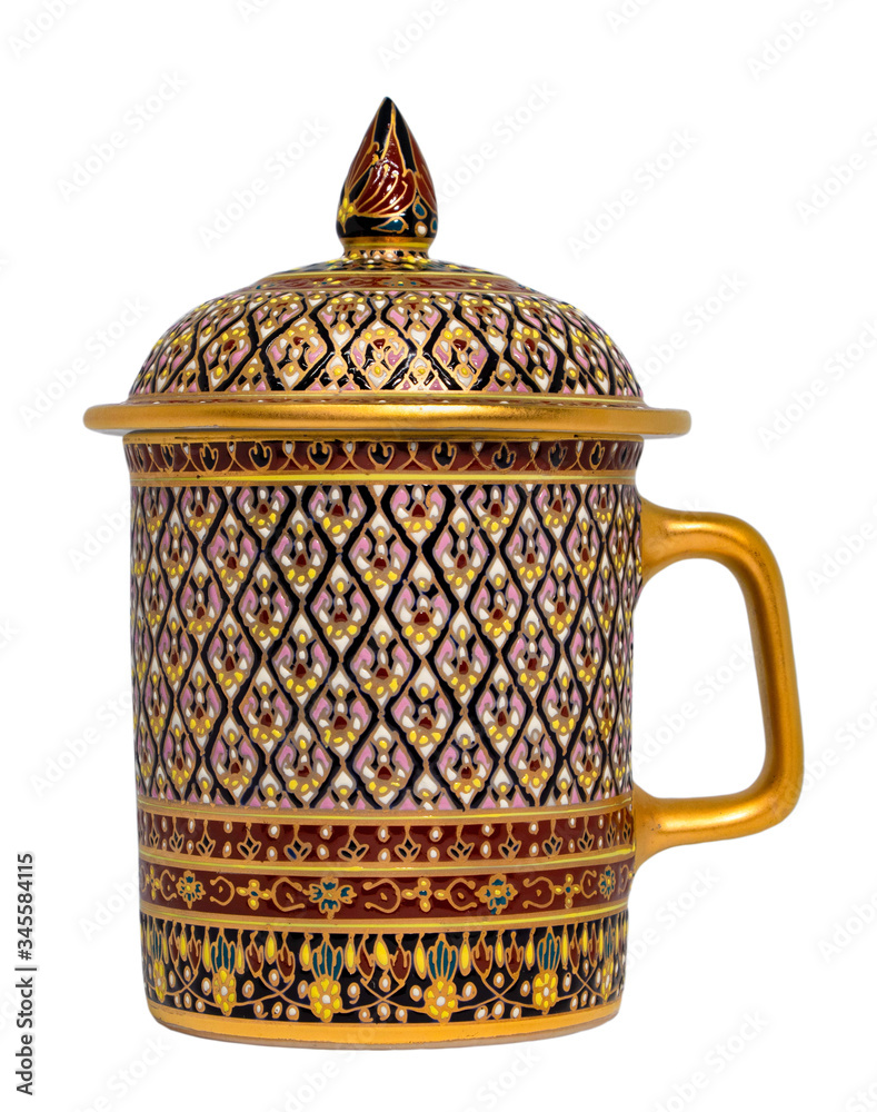Thai porcelain benjarong ceramic mug. Benjarong ware is a kind of ...