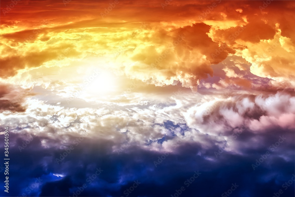 Beautiful heavenly landscape with the sun in the clouds . background ...