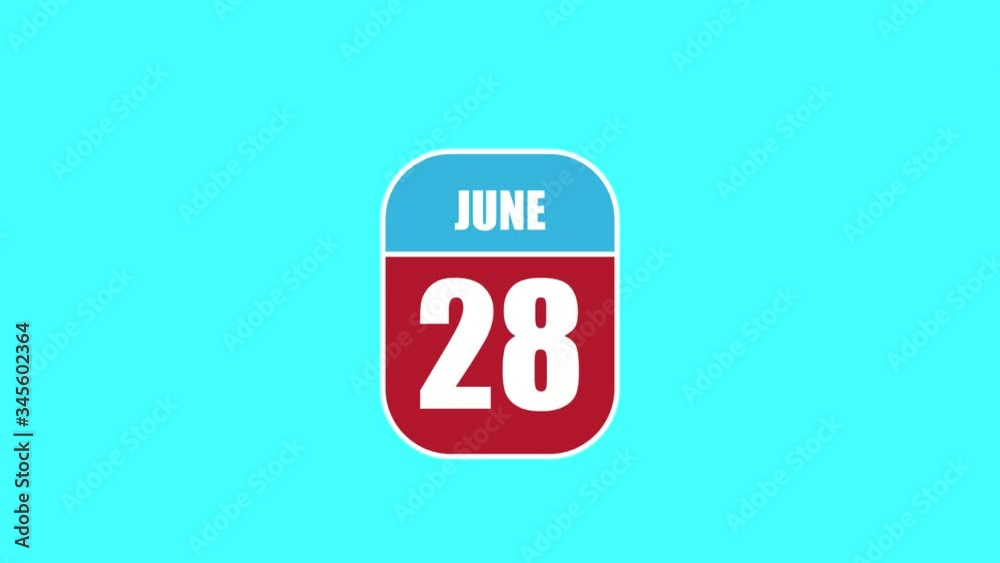 Vidéo Stock june 28th. Day 28 of month, 2D calendar animation. A ...