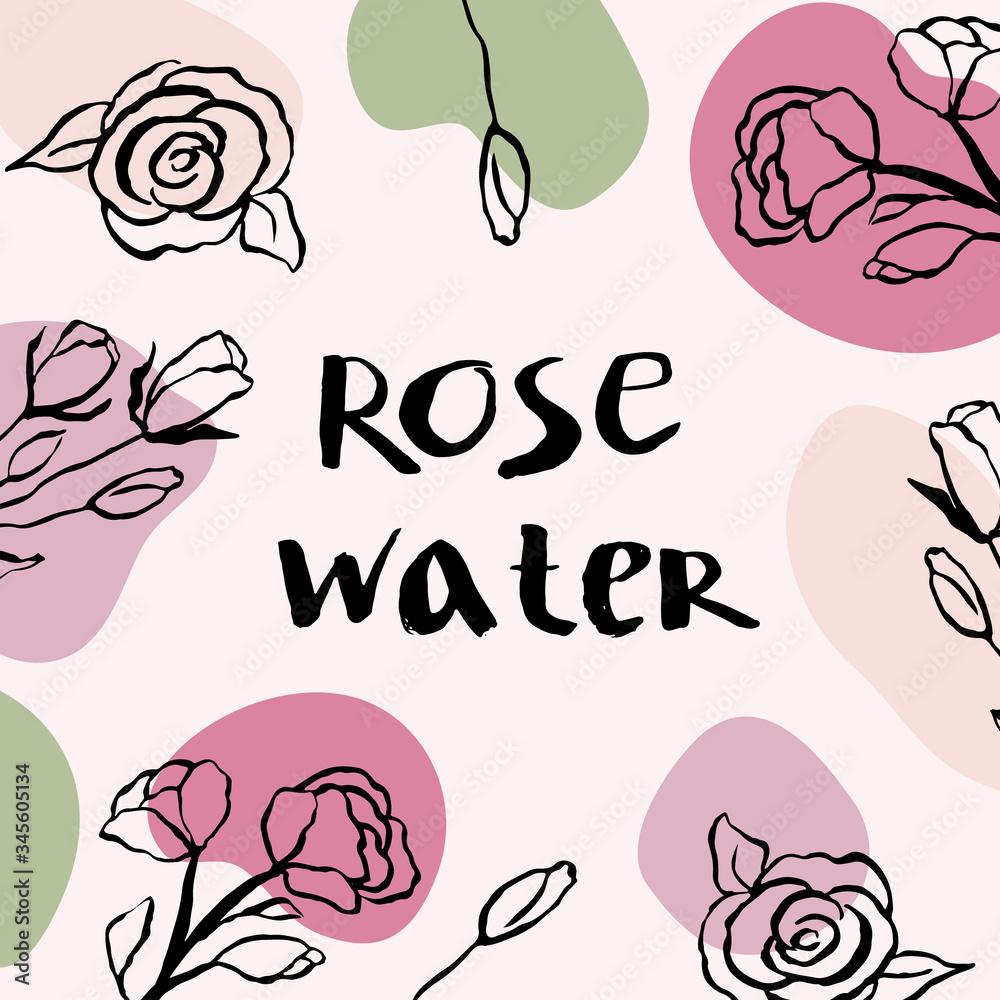 Vector packaging design elements and templates for rose water labels ...