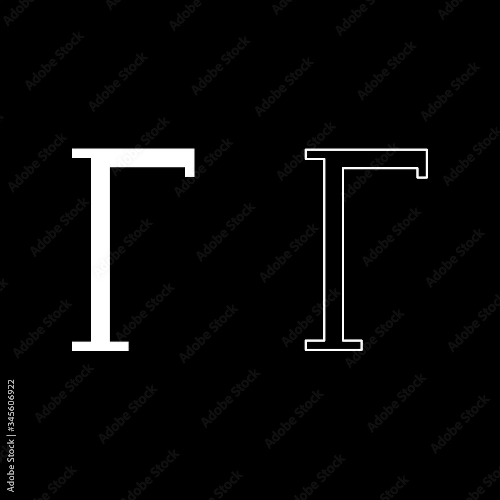 Gamma greek symbol capital letter uppercase font icon outline set white ...