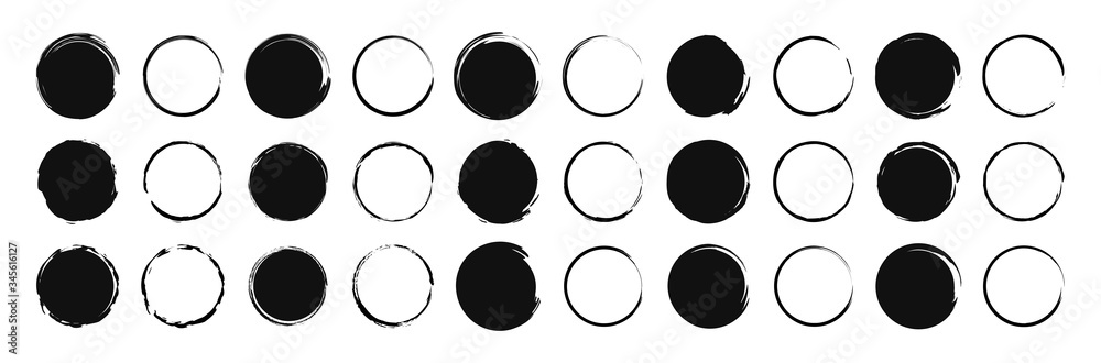 Set of 30 Hand drawn circle. Drawning circle. Scribble doodle. Brush ...