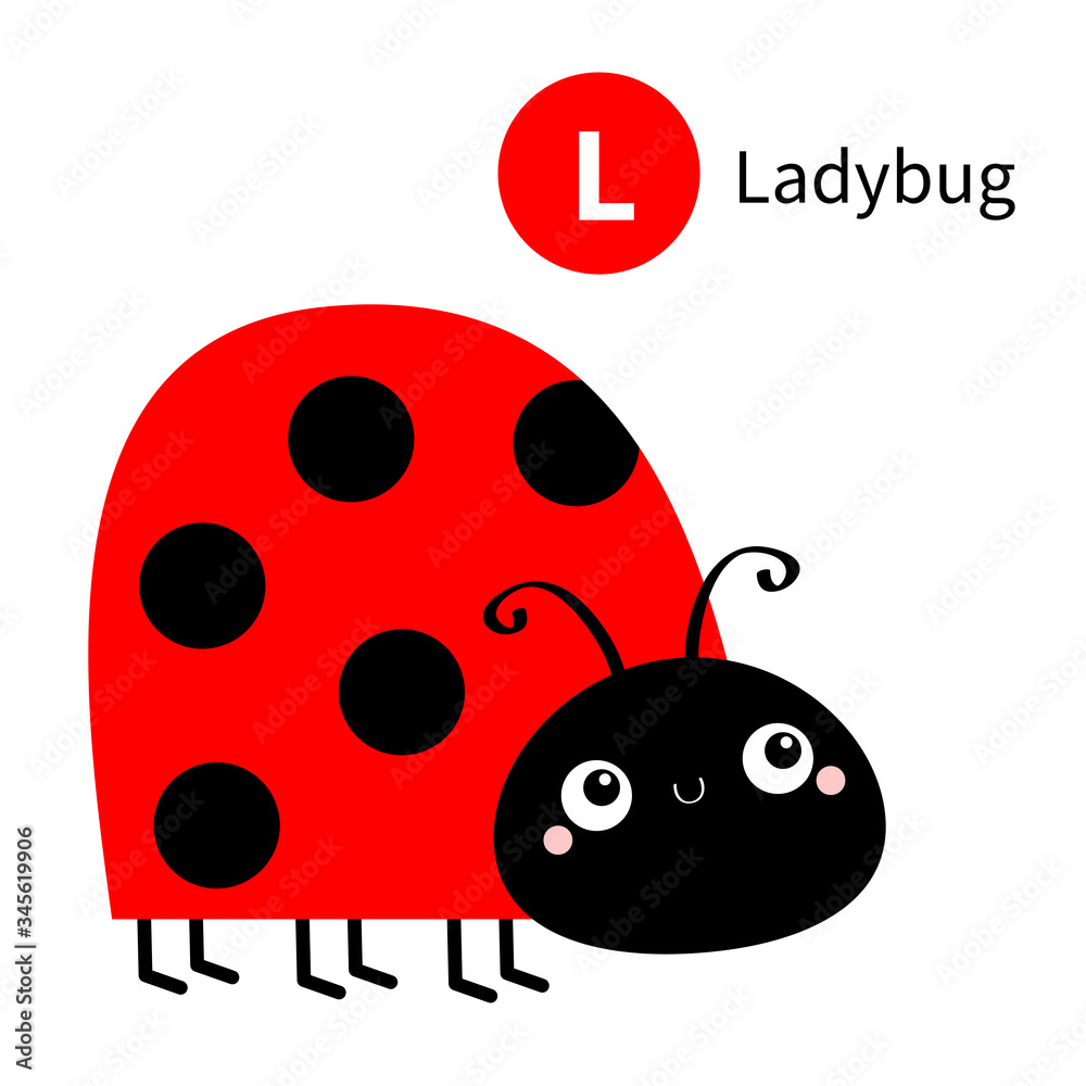 Letter L. Ladybug ladybird. Zoo animal alphabet. English abc with cute ...