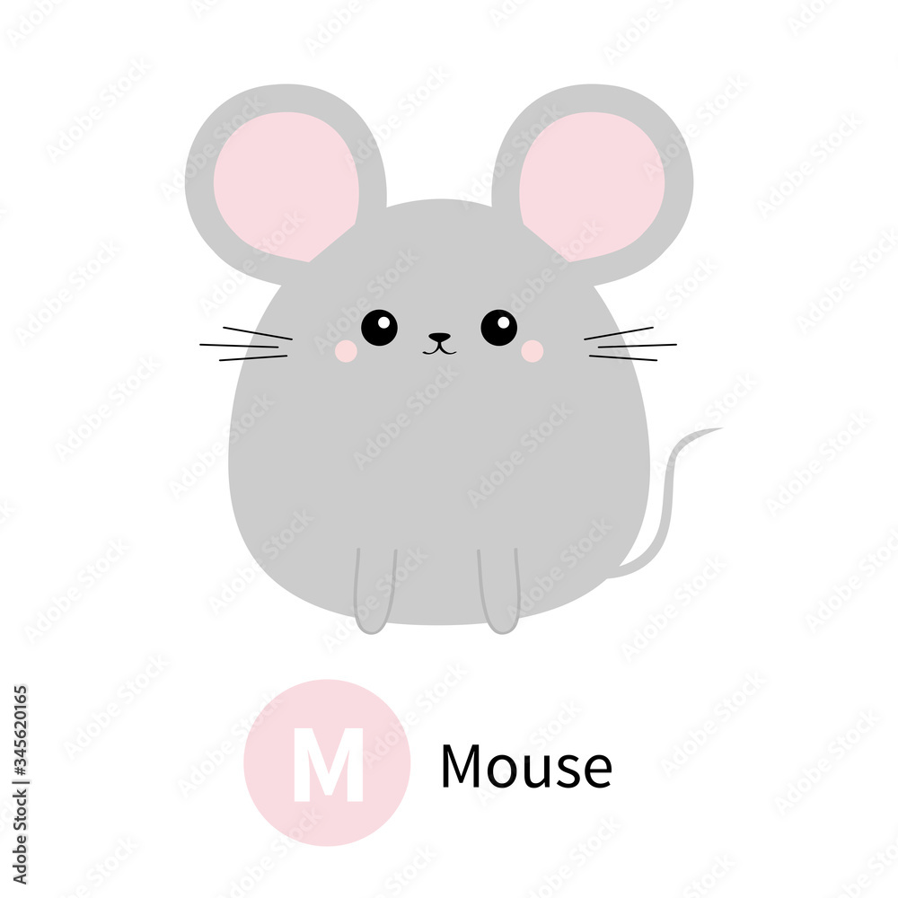 Letter M. Mouse. Zoo animal alphabet. English abc with cute cartoon ...