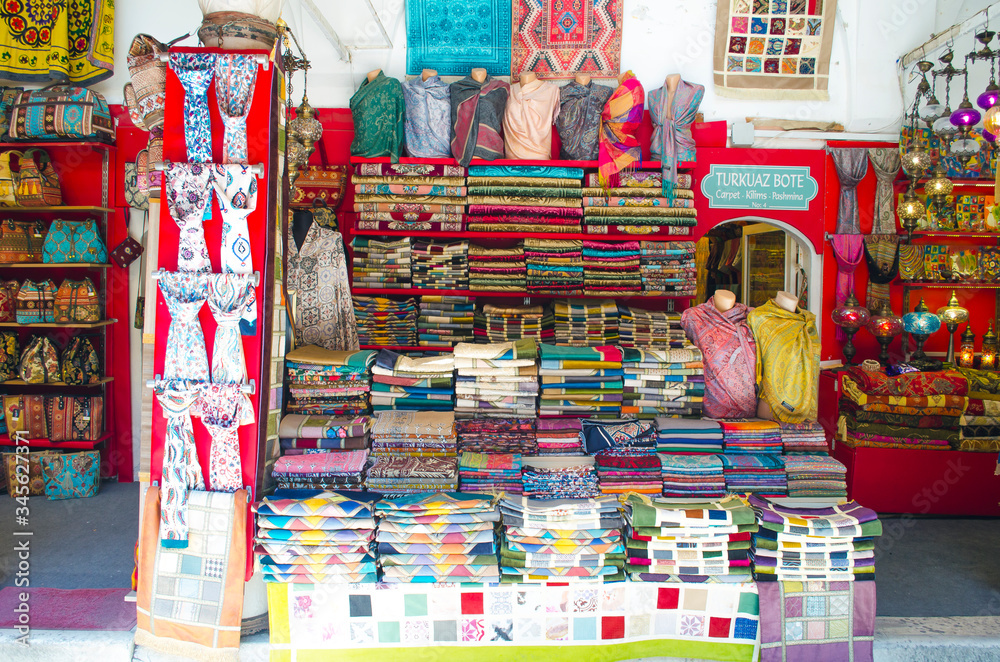 shops for tourists. Authentic goods for travelers. Souvenirs in ...