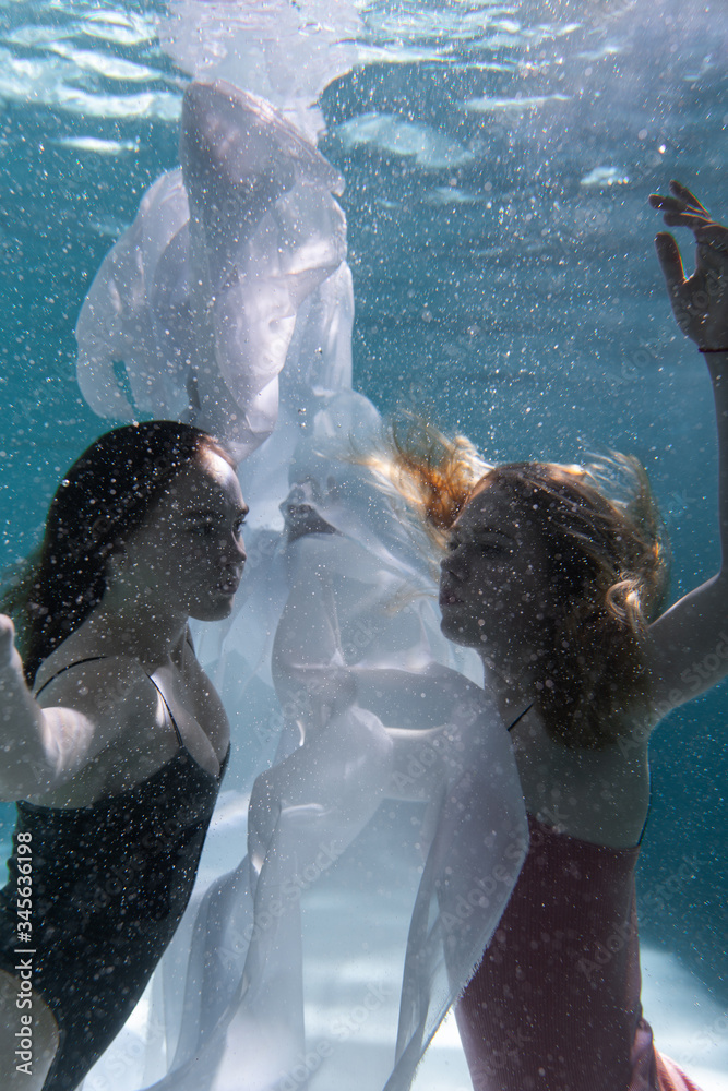 Two Beautiful Lesbian Girls Are Swimming Underwater Attractiveness