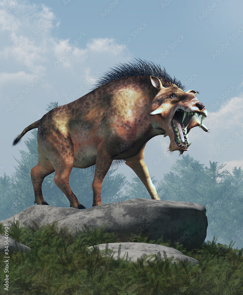 The Entelodon, or hell pig, is an extinct prehistoric pig or boar-like ...
