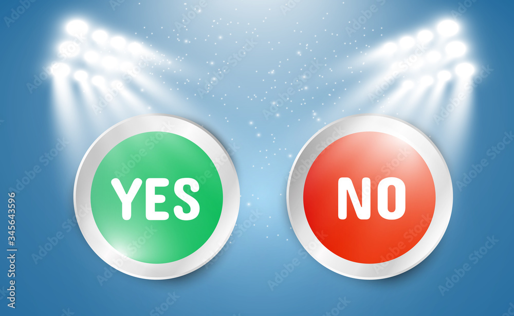 Vector illustration of yes or no buttons. Selection icons on ...