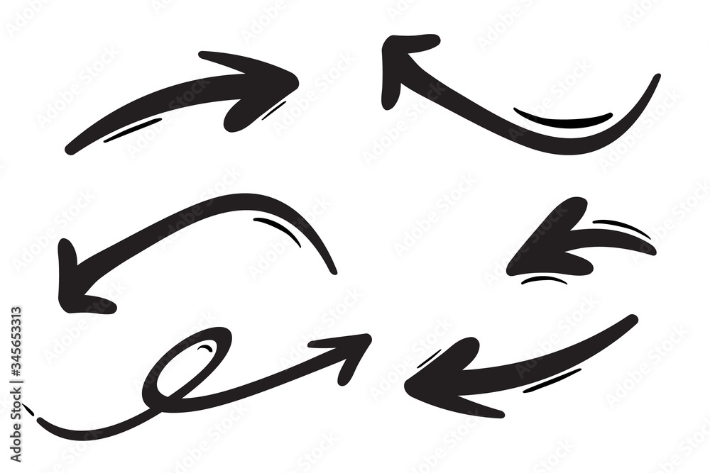 Hand drawn arrows set. Vector doodle icon. Stock Vector | Adobe Stock