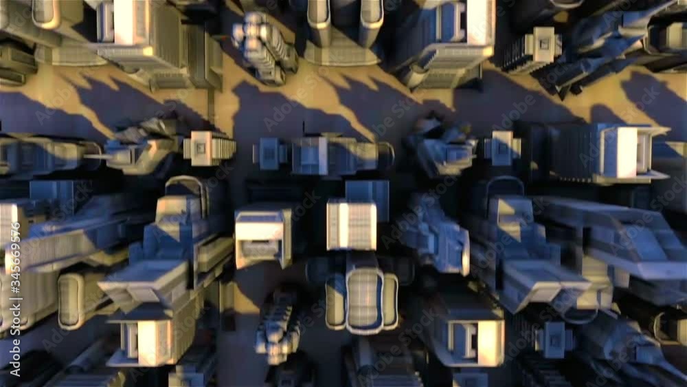 Future City - A futuristic city model animation with buildings in 3D ...