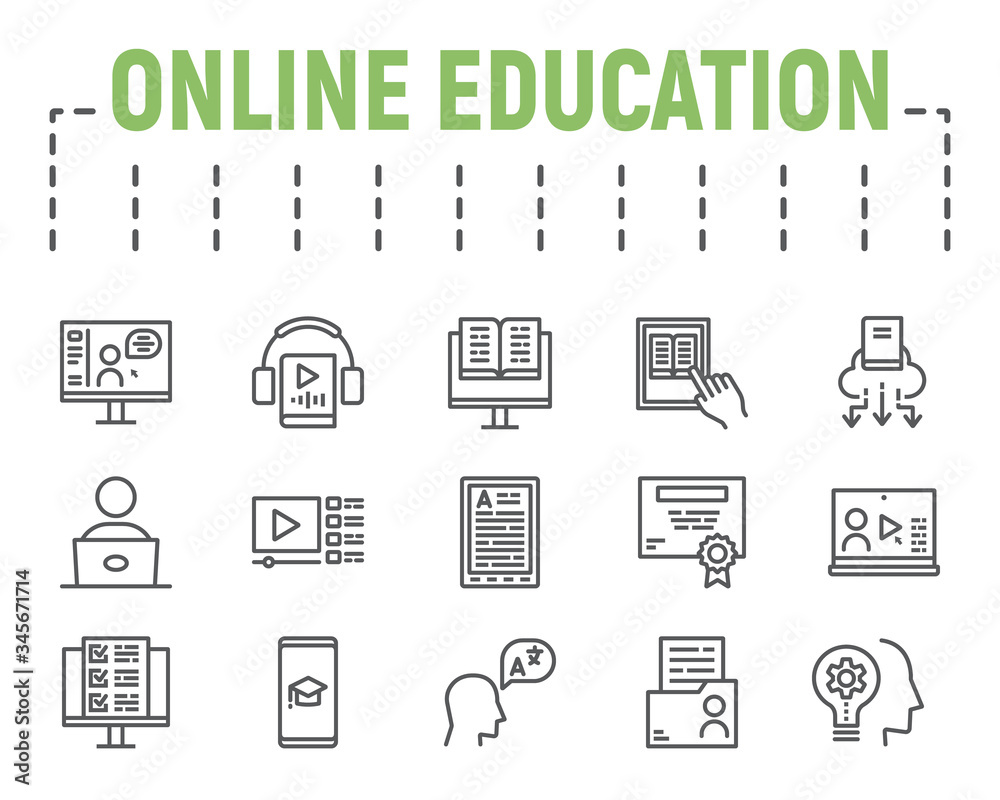 Online Education line icon set, distance learning symbols collection ...