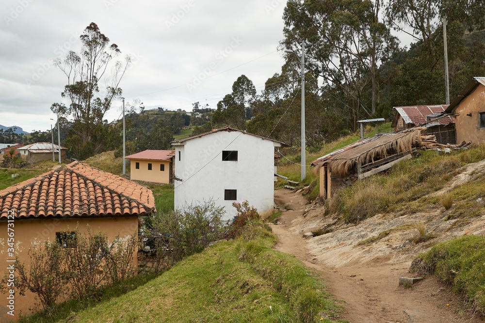 Small village in the Andes in Ecuador, Ingapirca, Ruta Inca Stock Photo ...