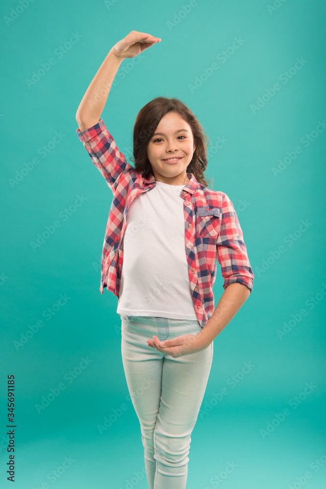 happy ballerina demonstrate hand position. young talented dancer ...