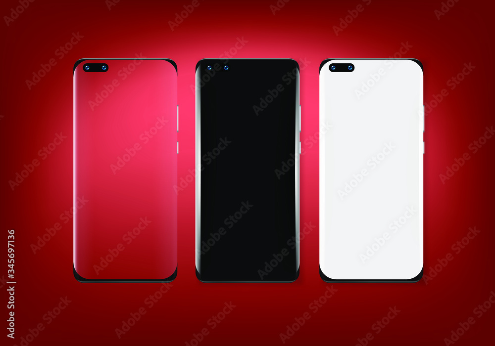 Front flat mock-up smartphone Pro blank white and transparent screen ...