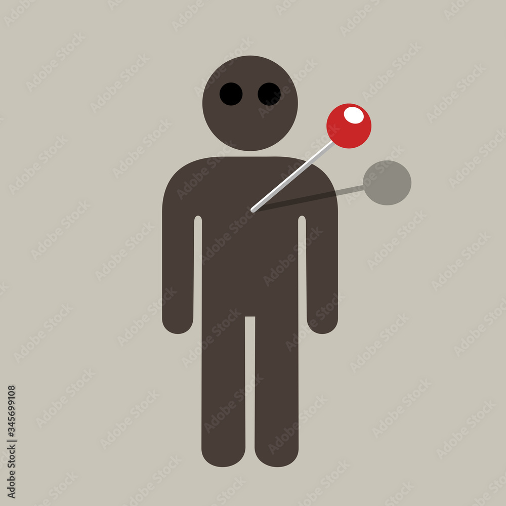 Voodoo doll is jabbed by pin and nail. Black magic - harming, hurting ...