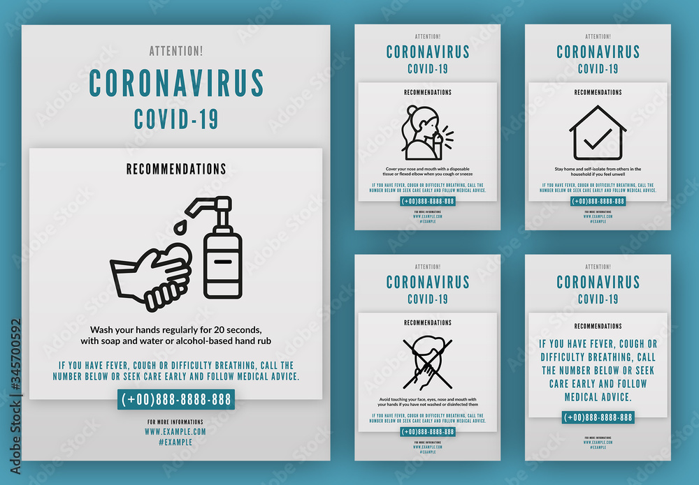 COVID-19 Individual Health Care Poster Layout Stock Template | Adobe Stock