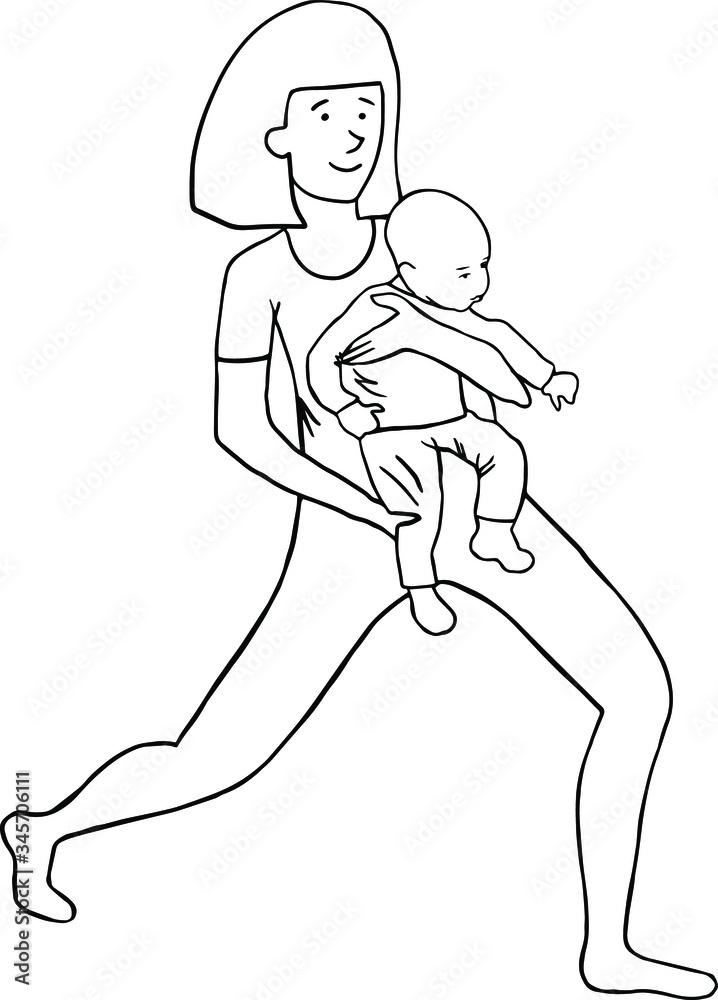 Mom and baby do yoga. Family yoga mom and child in yoga pose. Moms yoga ...