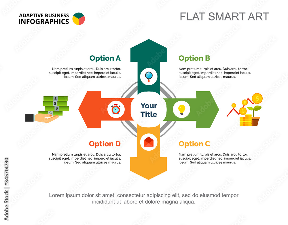 Arrow chart. Option diagram, graph, layout. Creative concept for ...