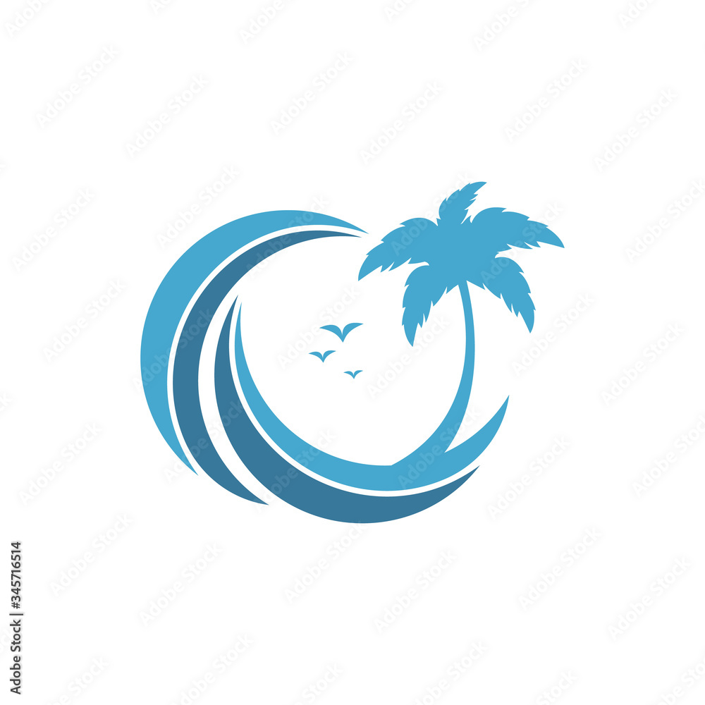 Beach and palm tree vector logo. Travel and tourism sign. Stock Vector ...