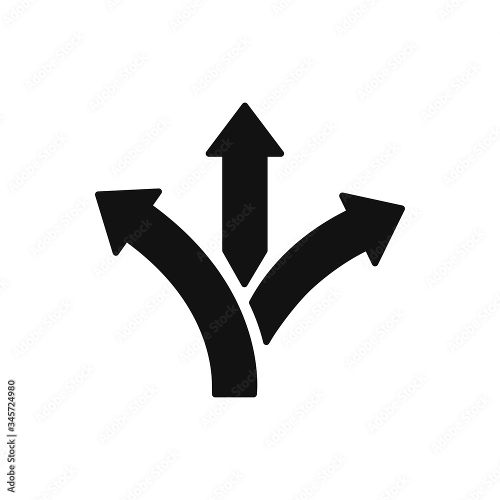 Three-way direction arrow icon vector. Road direction sign Stock Vector ...