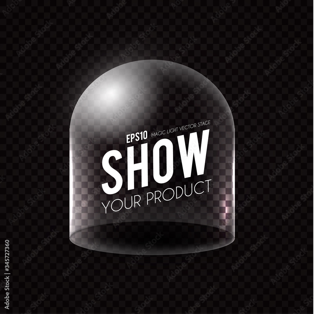 Glass Dome on transparent background with light effect. Stock Vector ...