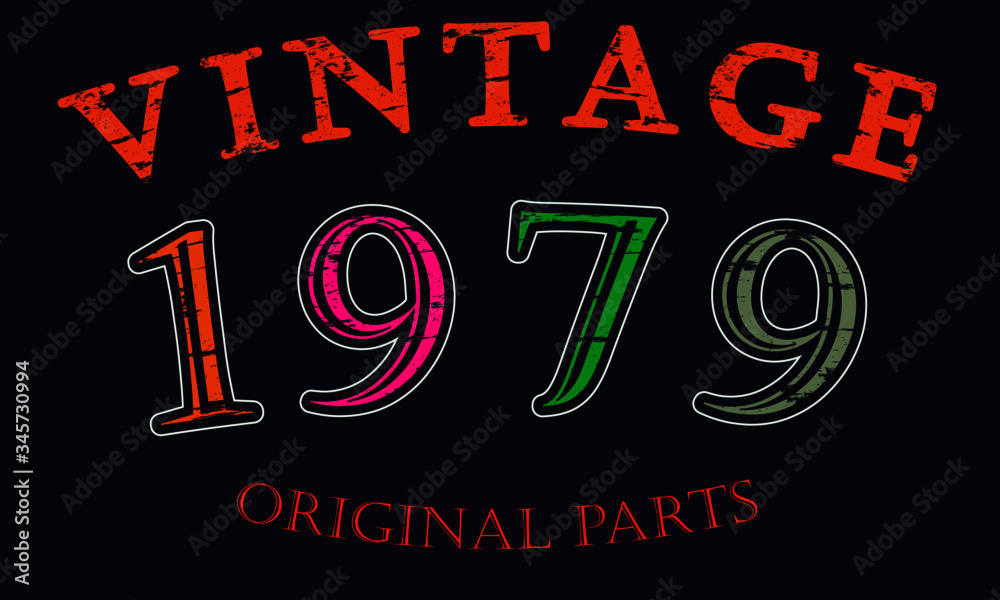 retro born in 1979 birthday isolated Stock Vector | Adobe Stock
