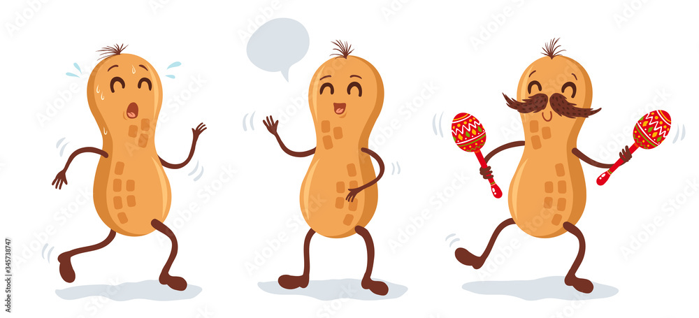 Vector cartoons of peanut. Stock Vector | Adobe Stock