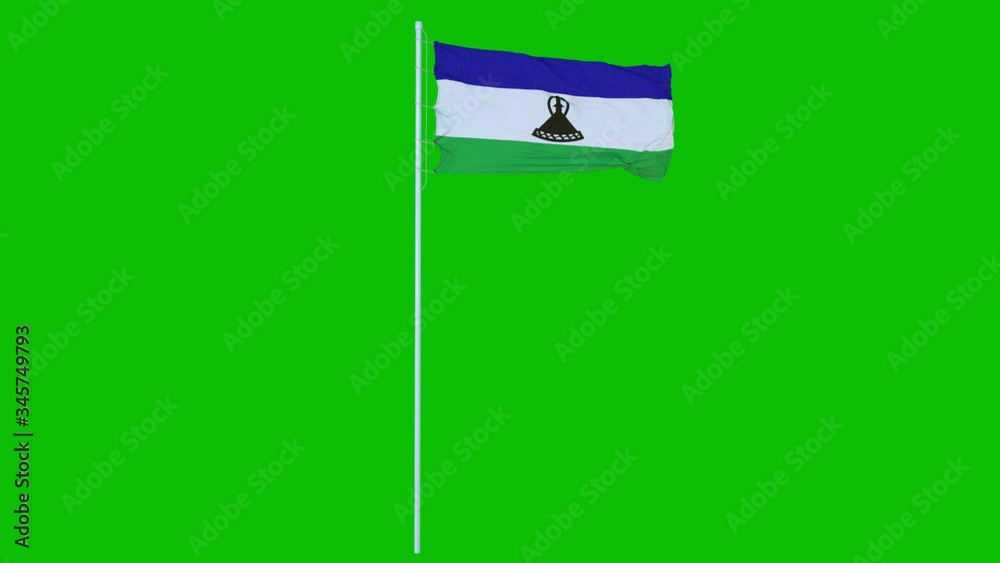 Vidéo Stock Lesotho Flag Waving on wind on green screen or chroma key ...