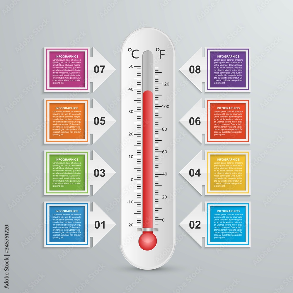Infographics thermometer design template. Vector illustration. Stock ...