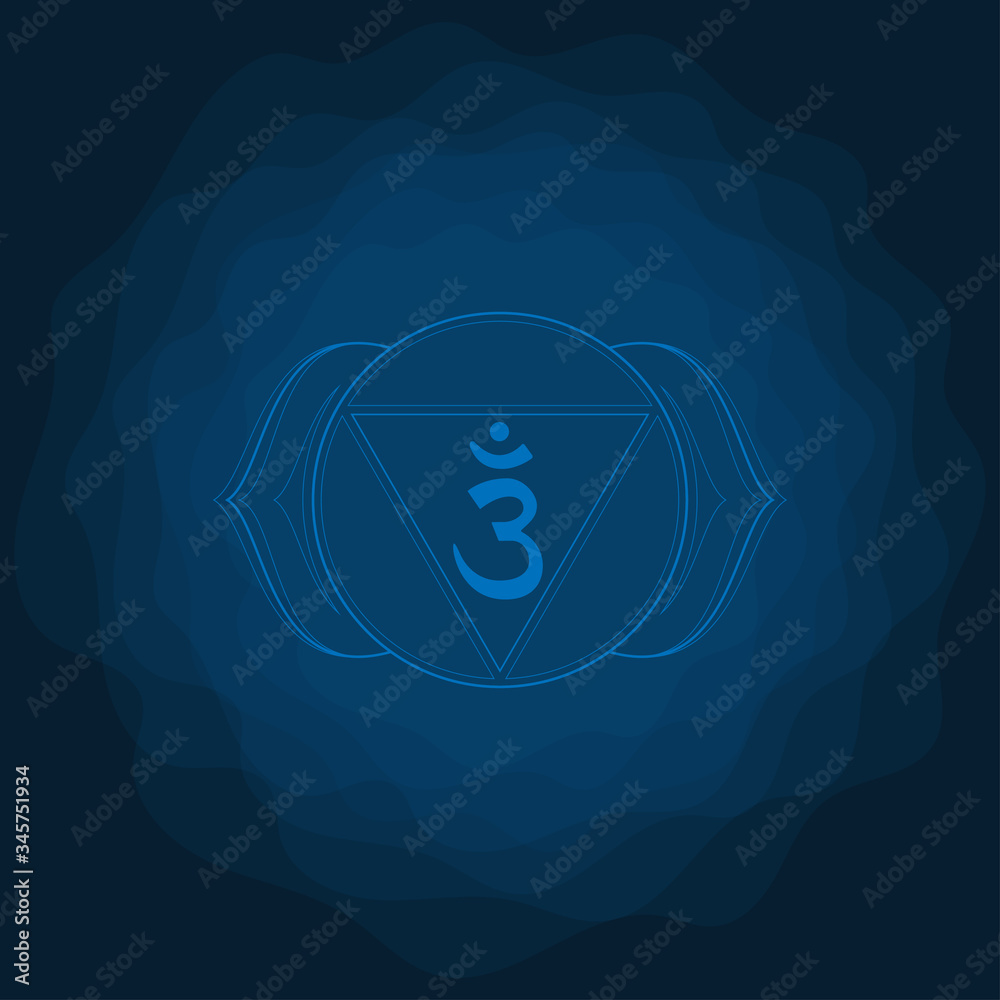 Sacral chakra of ajna sign. Icon with rounded circle smoke aura. EPS 10 ...