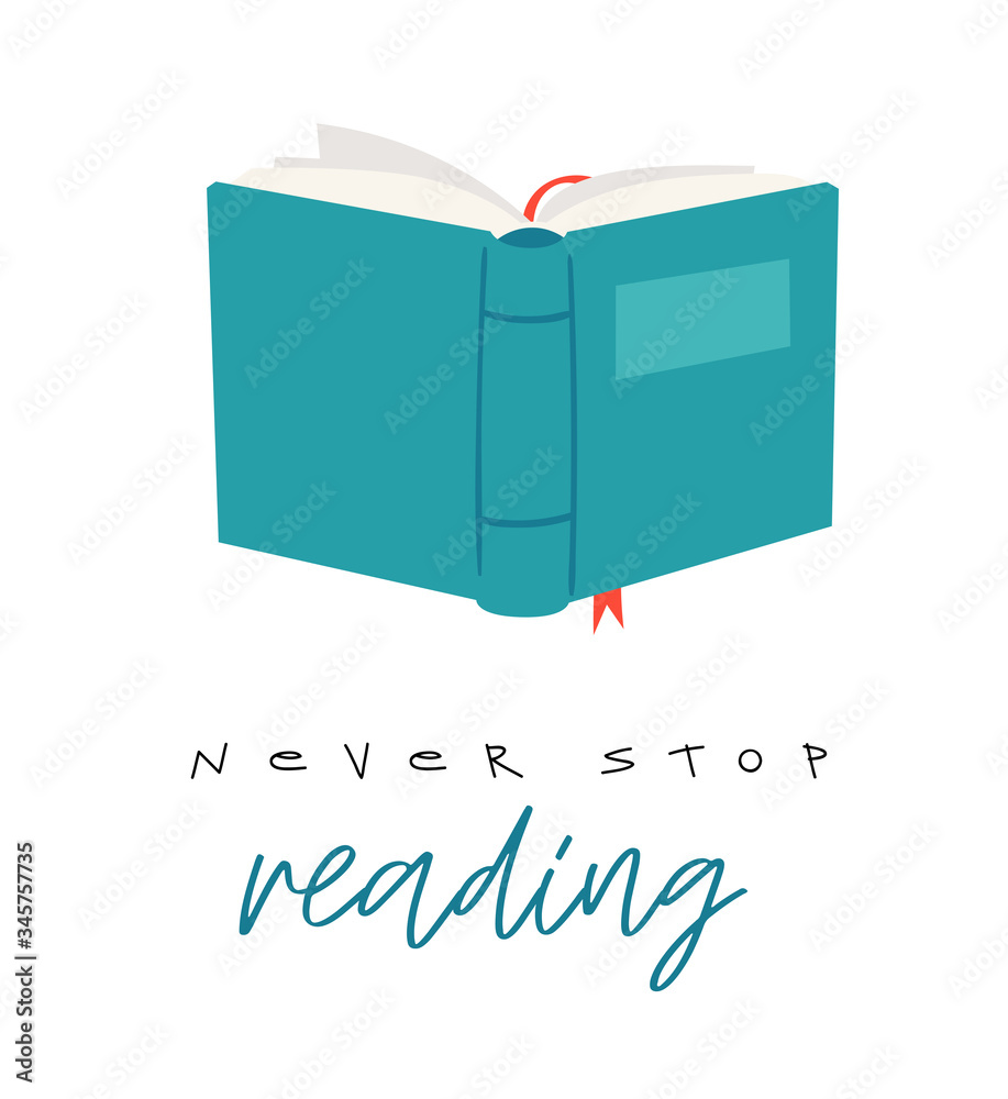Cartoon hand drawn vector Illustration of books with calligraphy text ...