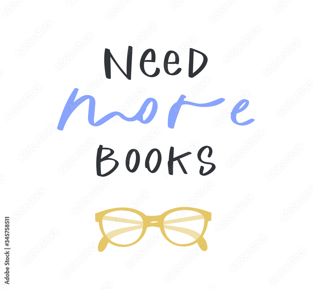 Cartoon hand drawn vector Illustration of books with calligraphy text ...