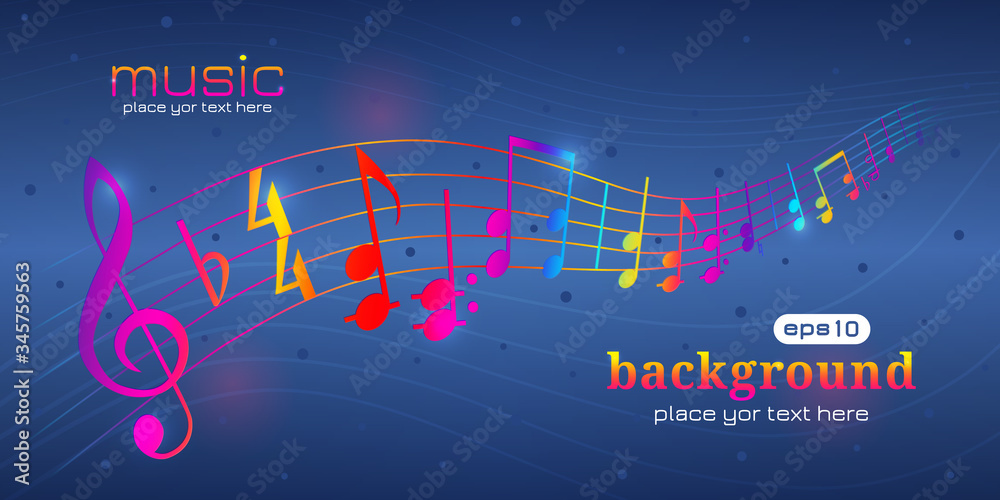 Music notes. Musical symphony. Waving melody. Stylish notes and wave ...