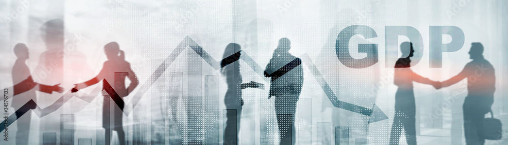 GDP Gross Domestic Product on Business Modern Background. Arrow and ...