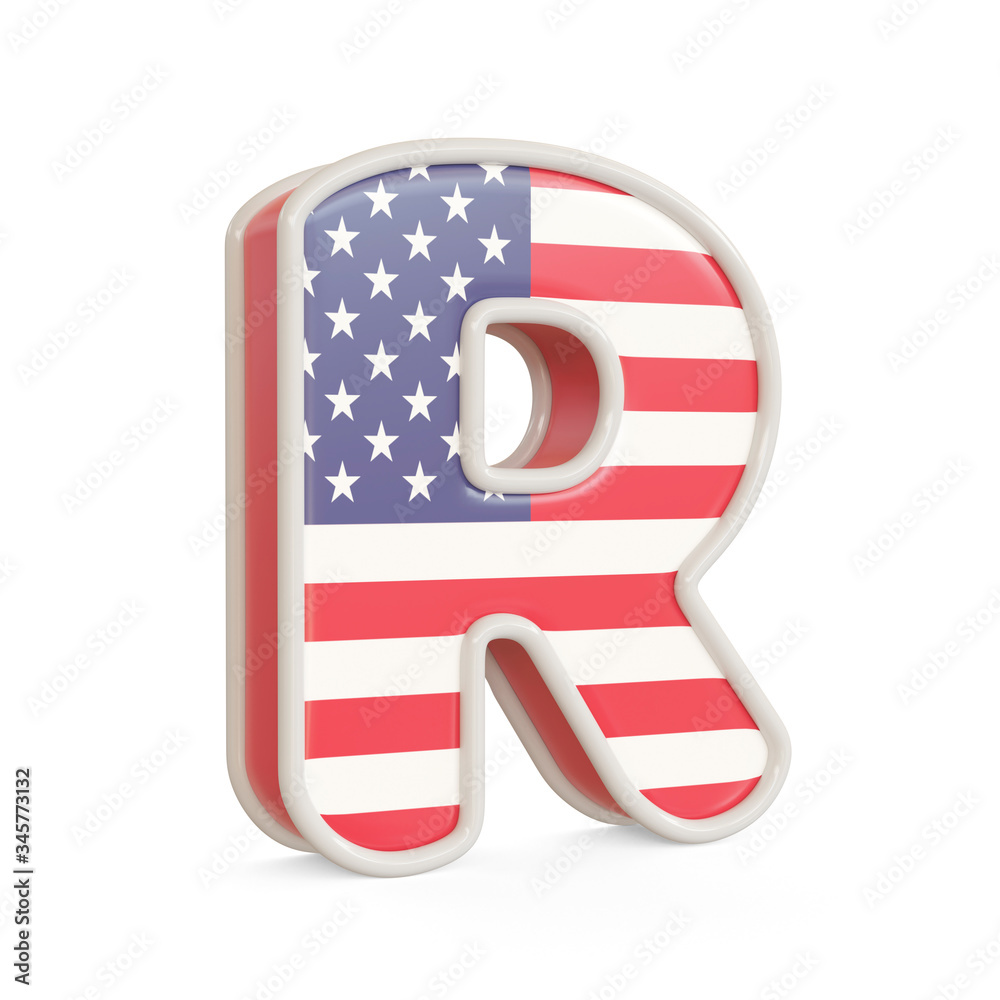 American flag alphabet isolated on a white background. 3d image Stock ...
