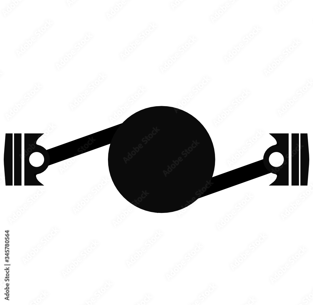 Flat boxer engine icon schematics Stock-Vektorgrafik | Adobe Stock